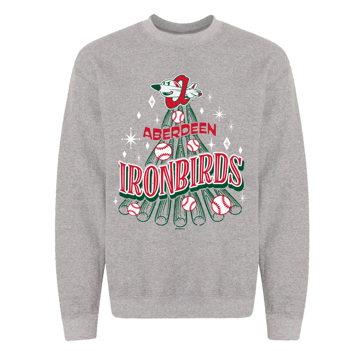 Aberdeen IronBirds - Grey Holiday Crewneck Sweatshirt – Aberdeen ...